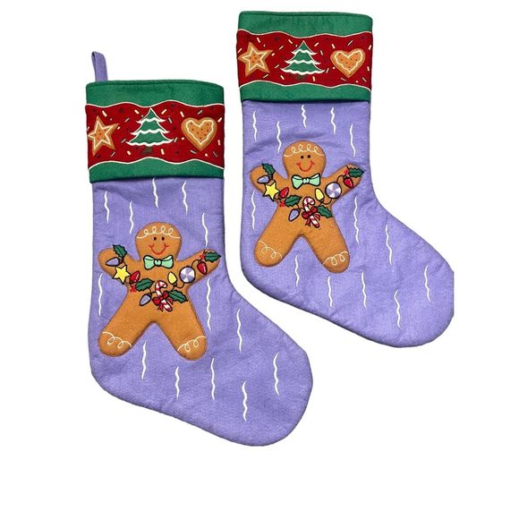 Christmas | Holiday | Christmas Gingerbread Man Purple Wool Felt ...